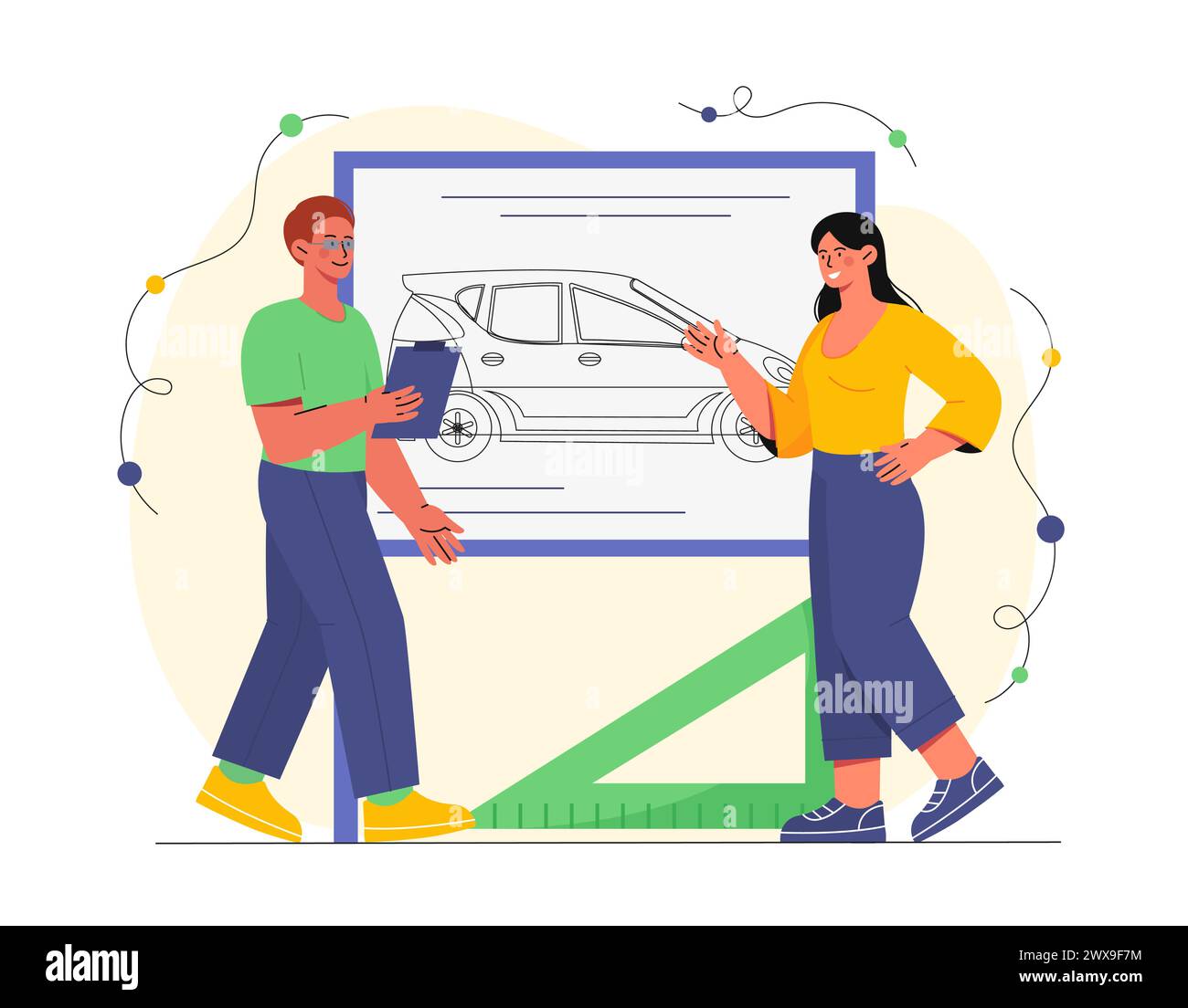 Team of car engineers with blueprint vector Stock Vector Image & Art ...
