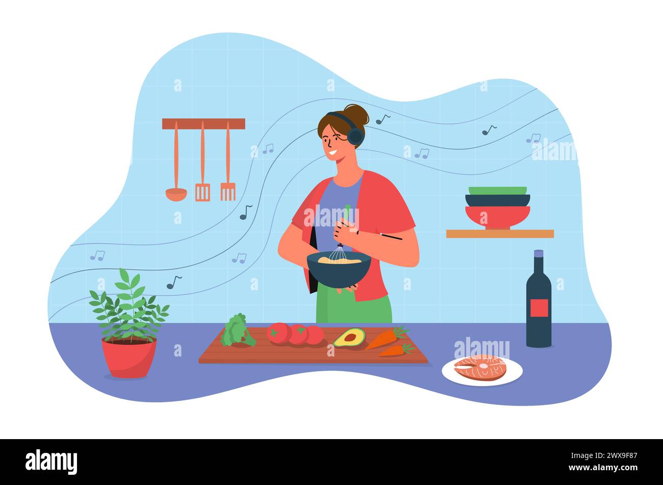 Music listening happy home Stock Vector Images - Alamy