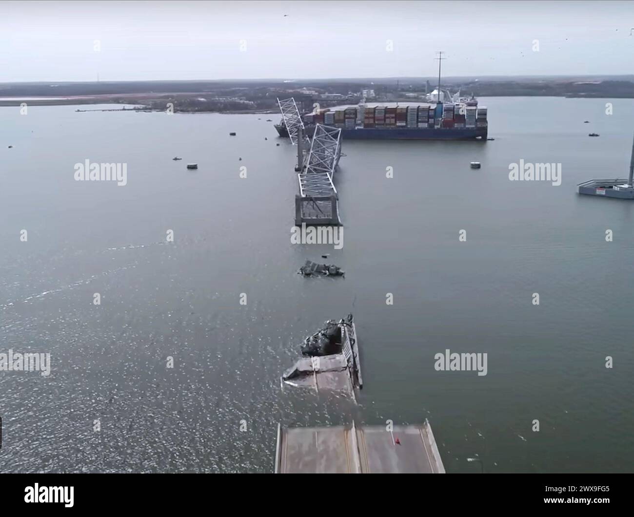 Baltimore, Maryland, USA. 26th Mar, 2024. In an aerial view, a ...