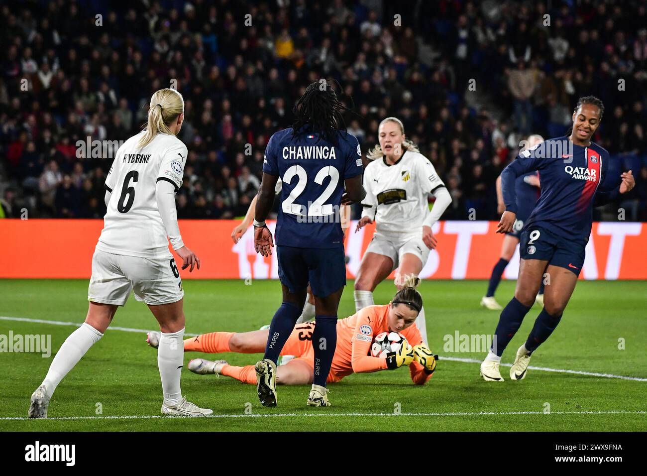 Paris, France. 28th Mar, 2024. BK Hacken's goalkeeper Jennifer Falk ...