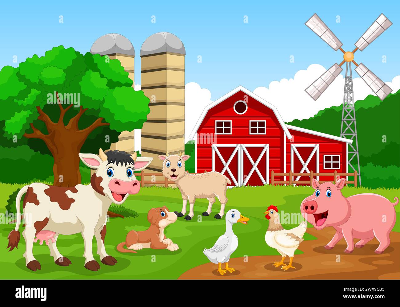 Farm background with animals Stock Vector Image & Art - Alamy