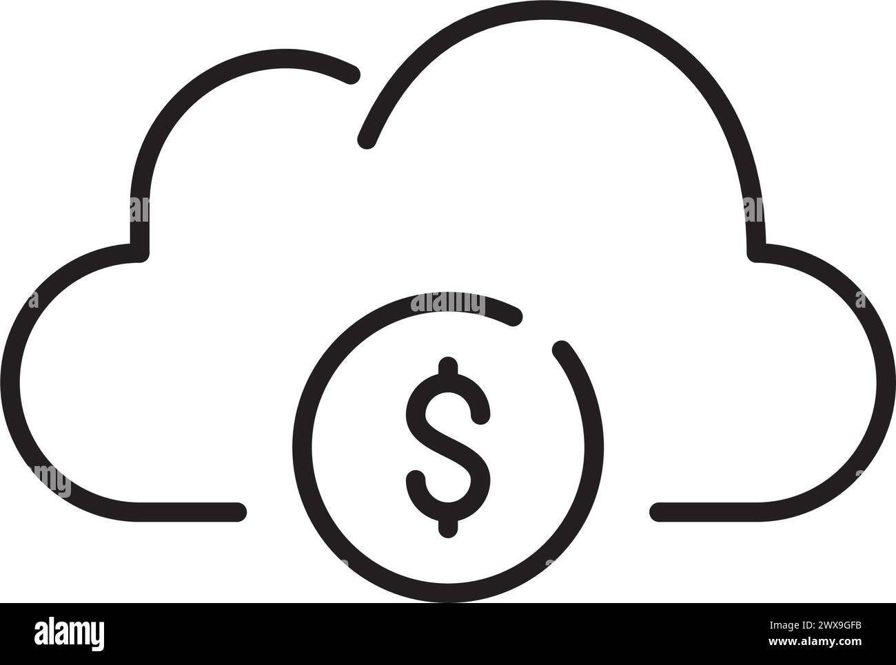 Cloud and dollar sign. Premium user features accessible for a fee ...