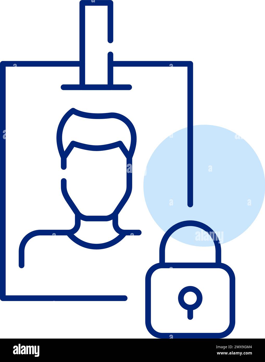 Id card with man avatar and lock. Safeguarding personal information ...