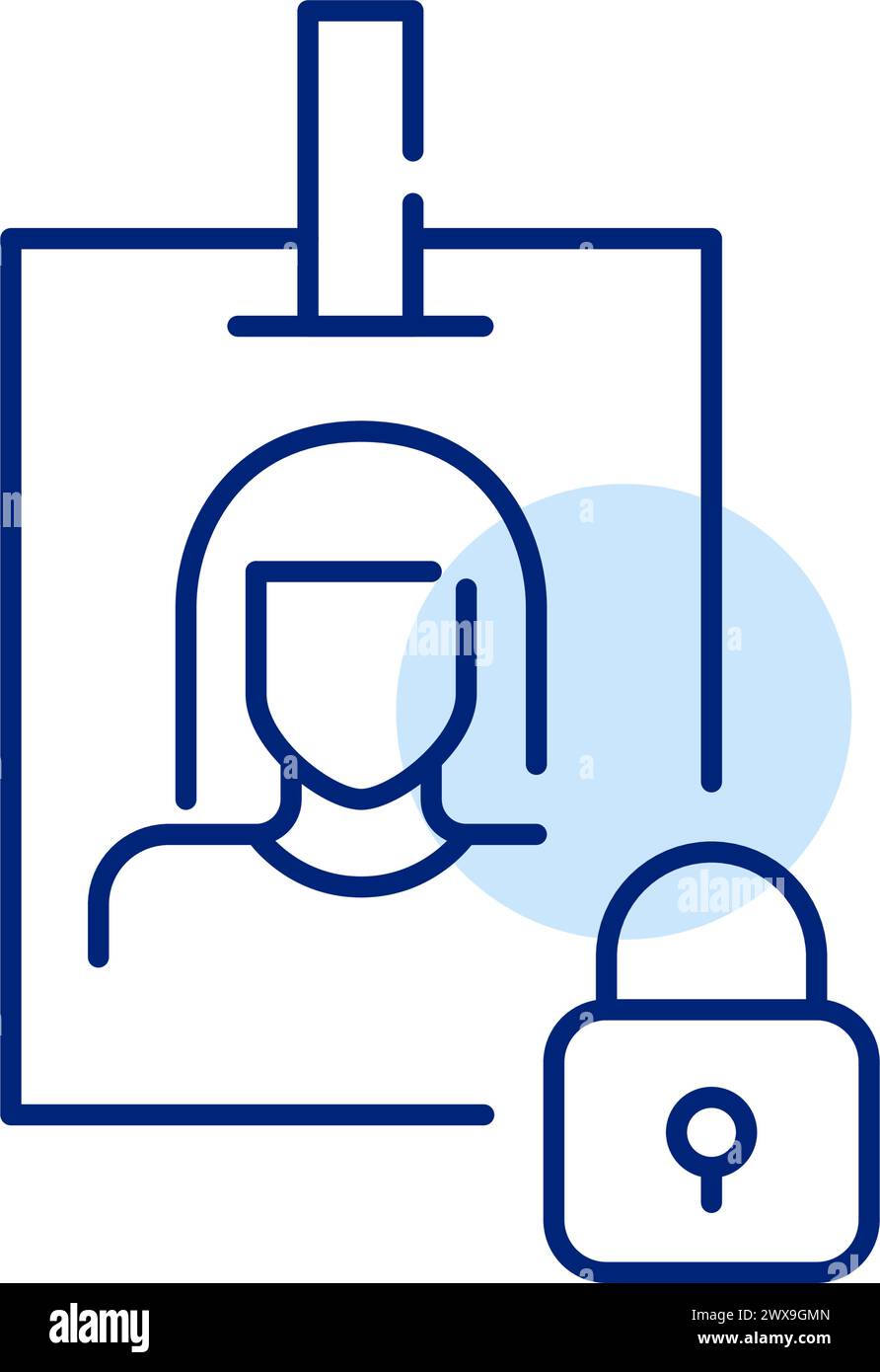 Id card with woman avatar and lock. Safeguarding personal information ...