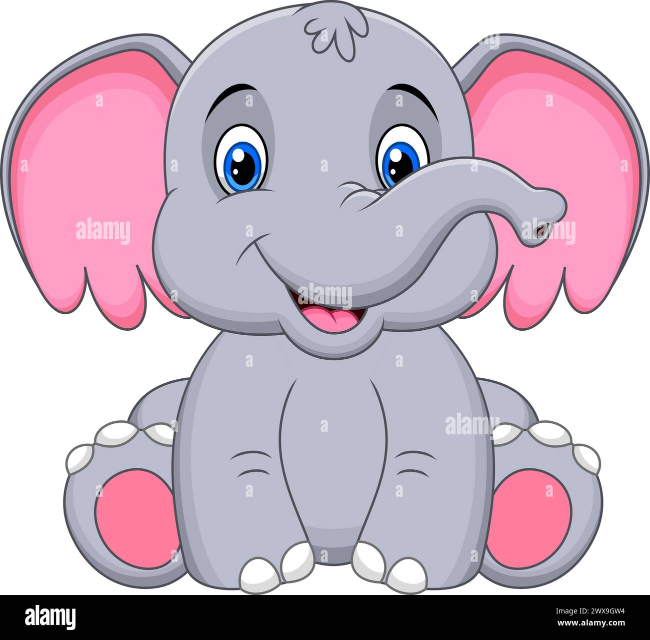 Vector illustration of cute elephant cartoon on white background Stock ...
