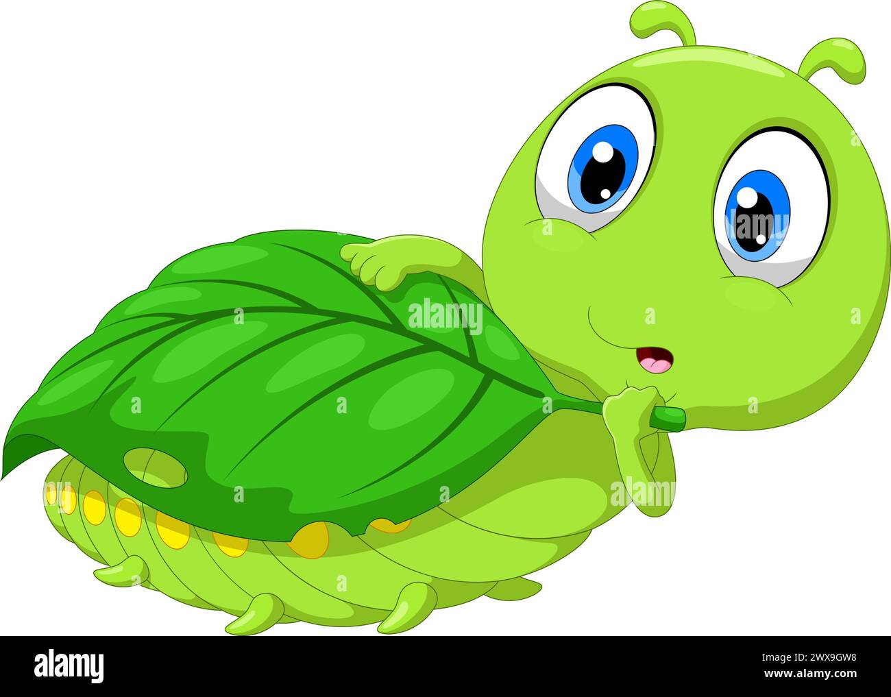 Vector illustration of Caterpillars carrying leaves on white background ...