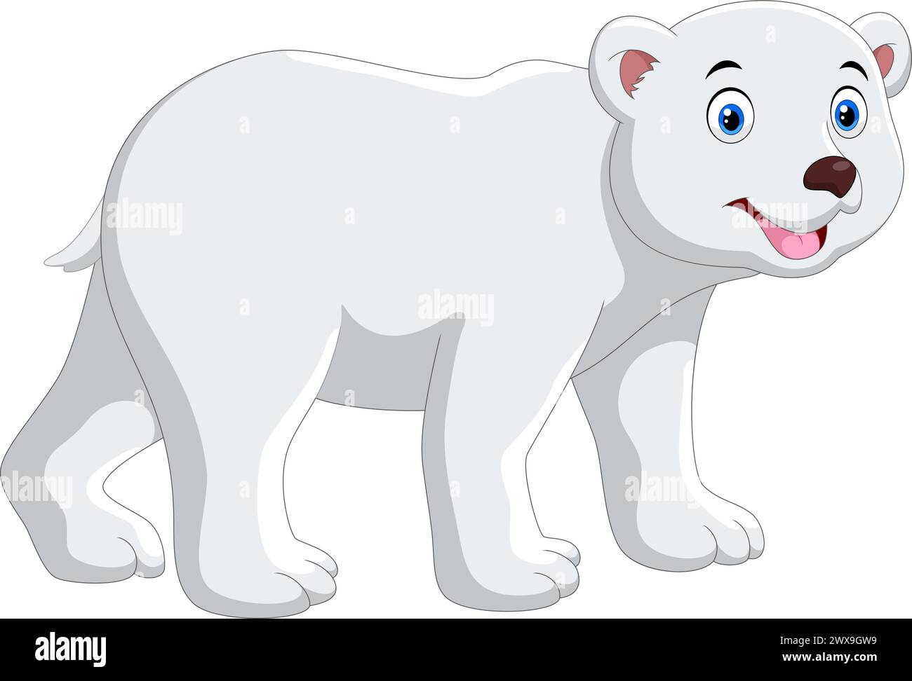 Vector illustration of cartoon Polar bear isolated on white background ...