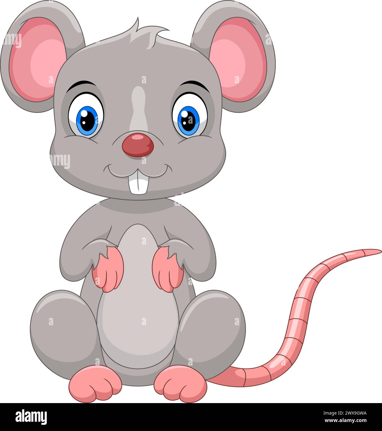 Illustration of Cute baby mouse cartoon sitting Stock Vector Image ...