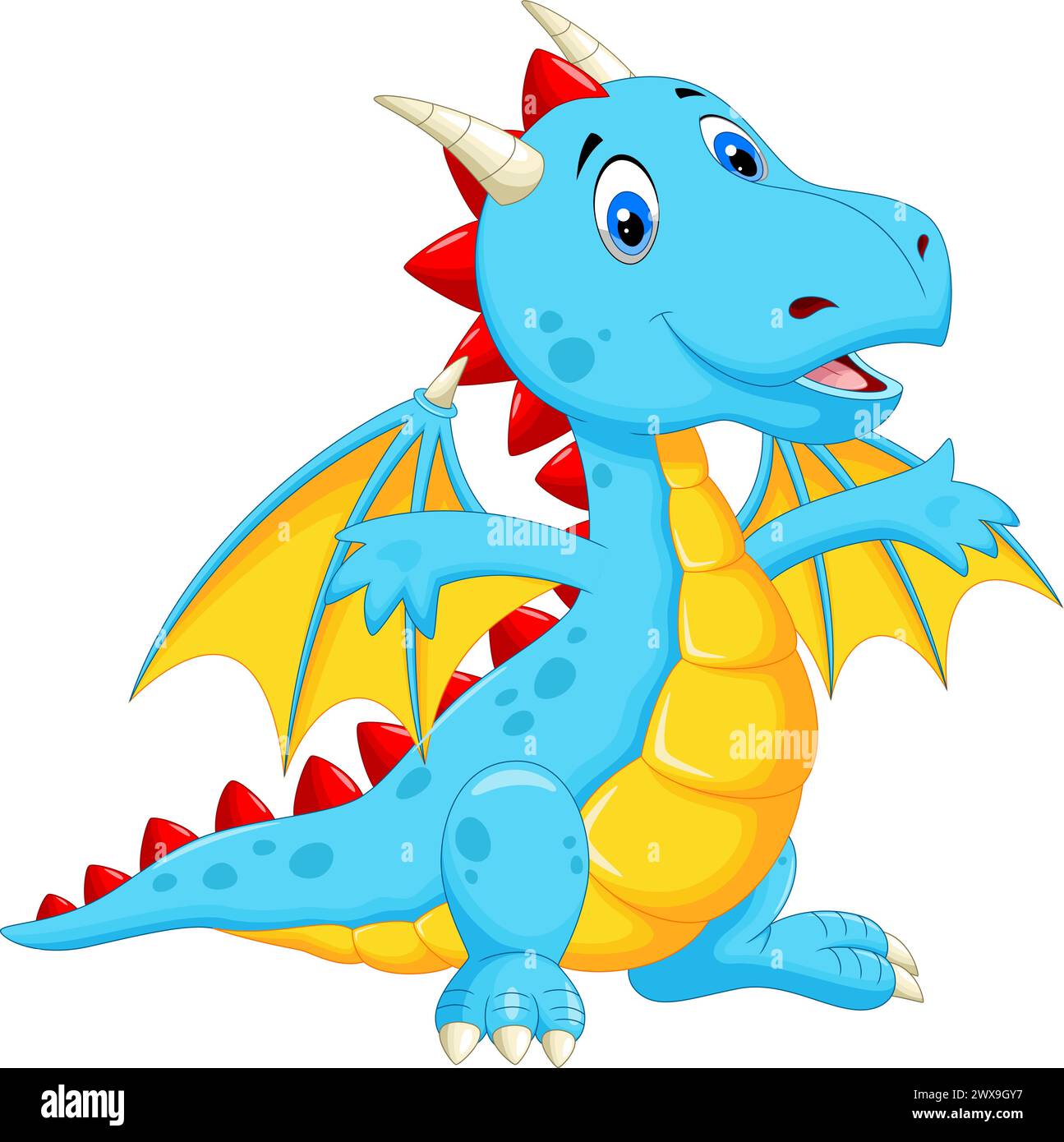 Vector illustration of Cute dragon cartoon on white background Stock ...
