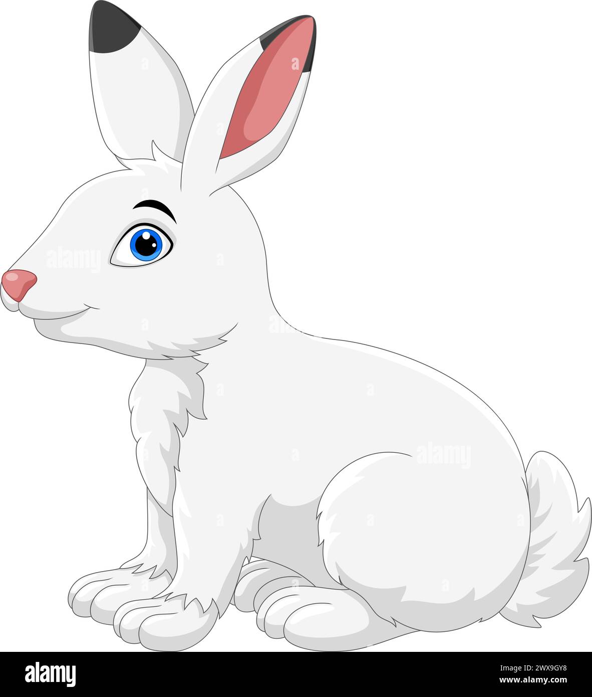 Vector illustration of Cartoon cute baby rabbit on white background ...