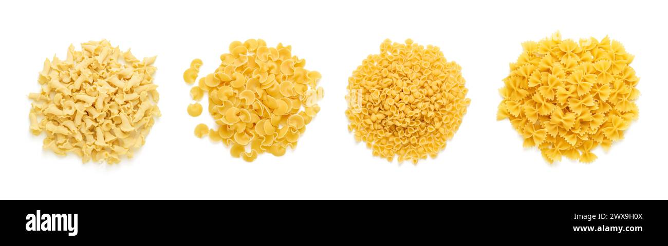 Different pasta types. Various of pasta isolated on white background ...