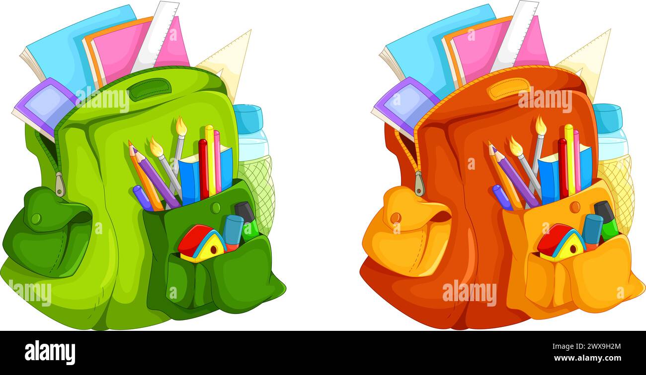 Illustration of full backpack of school supplies Stock Vector Image ...