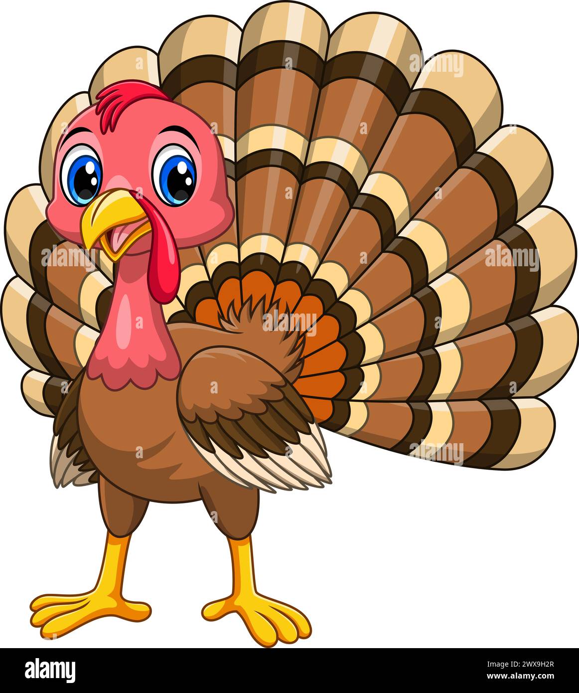 Cute Cartoon turkey bird on white background Stock Vector Image & Art ...