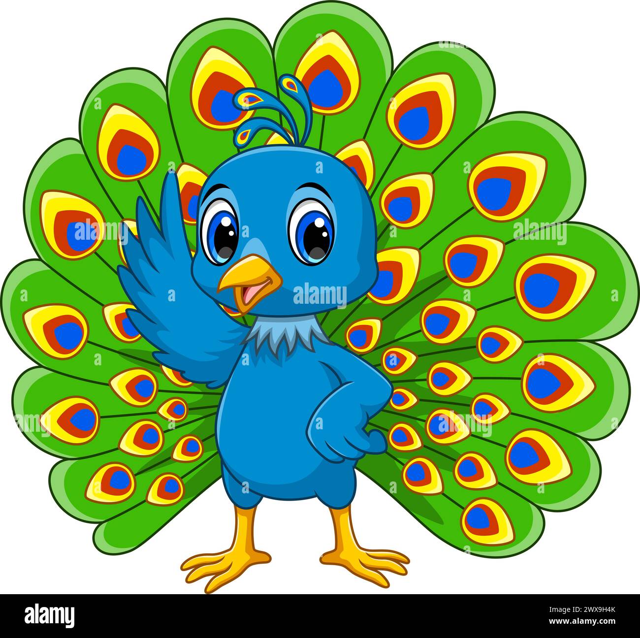 Cartoon funny peacock on white background Stock Vector Image & Art - Alamy