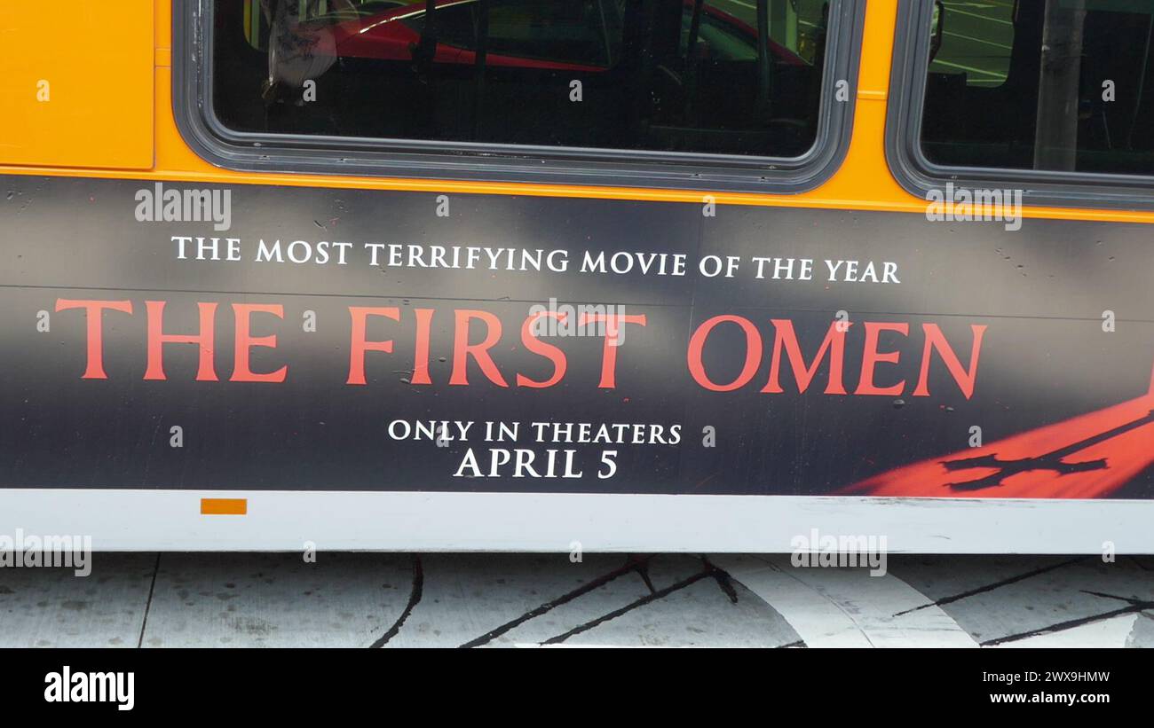 Los Angeles, California, USA 28th March 2024 The First Omen Bus on ...
