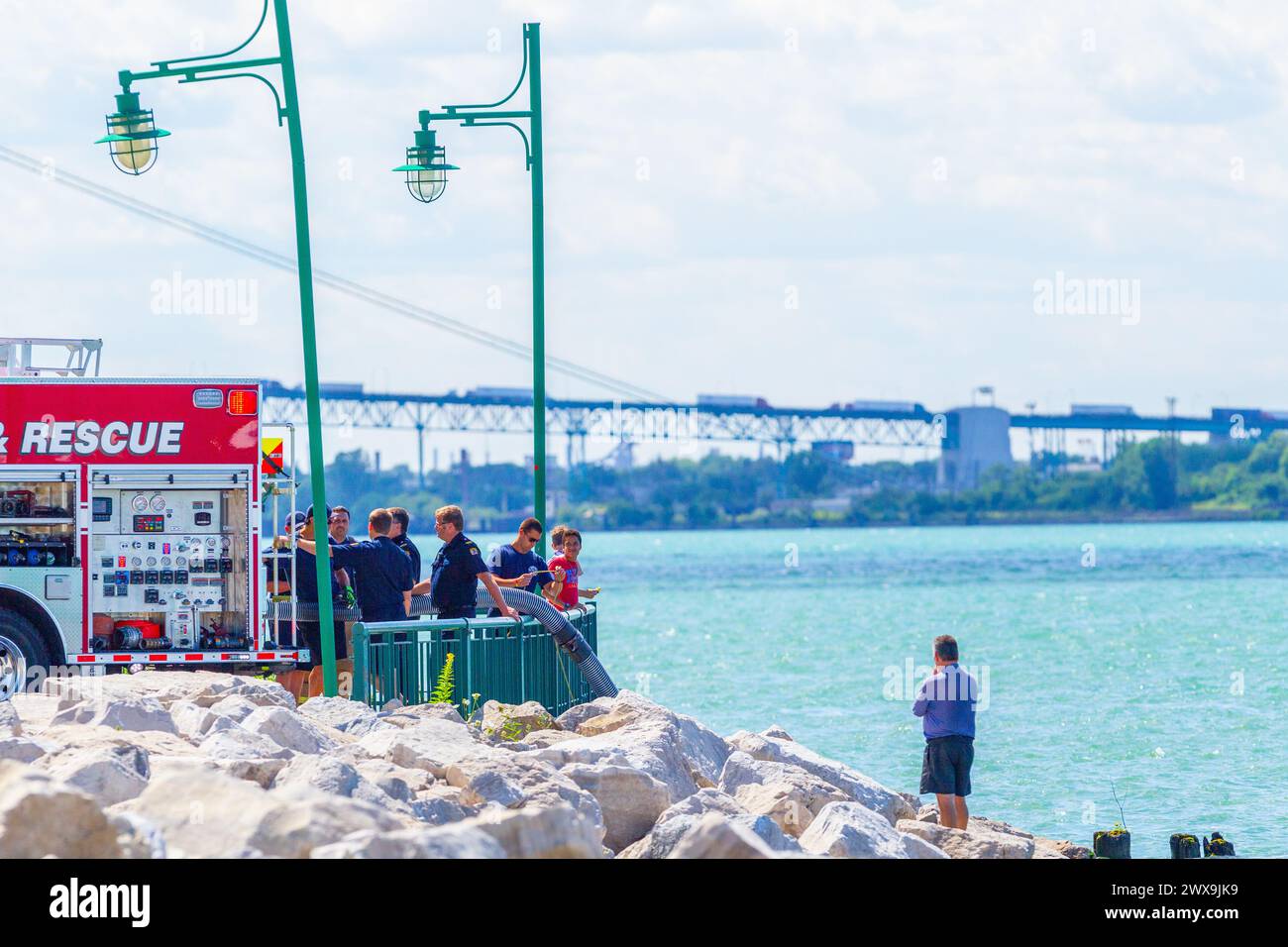 Windsor Fire and Rescue conduct fire training drills on the Detroit ...