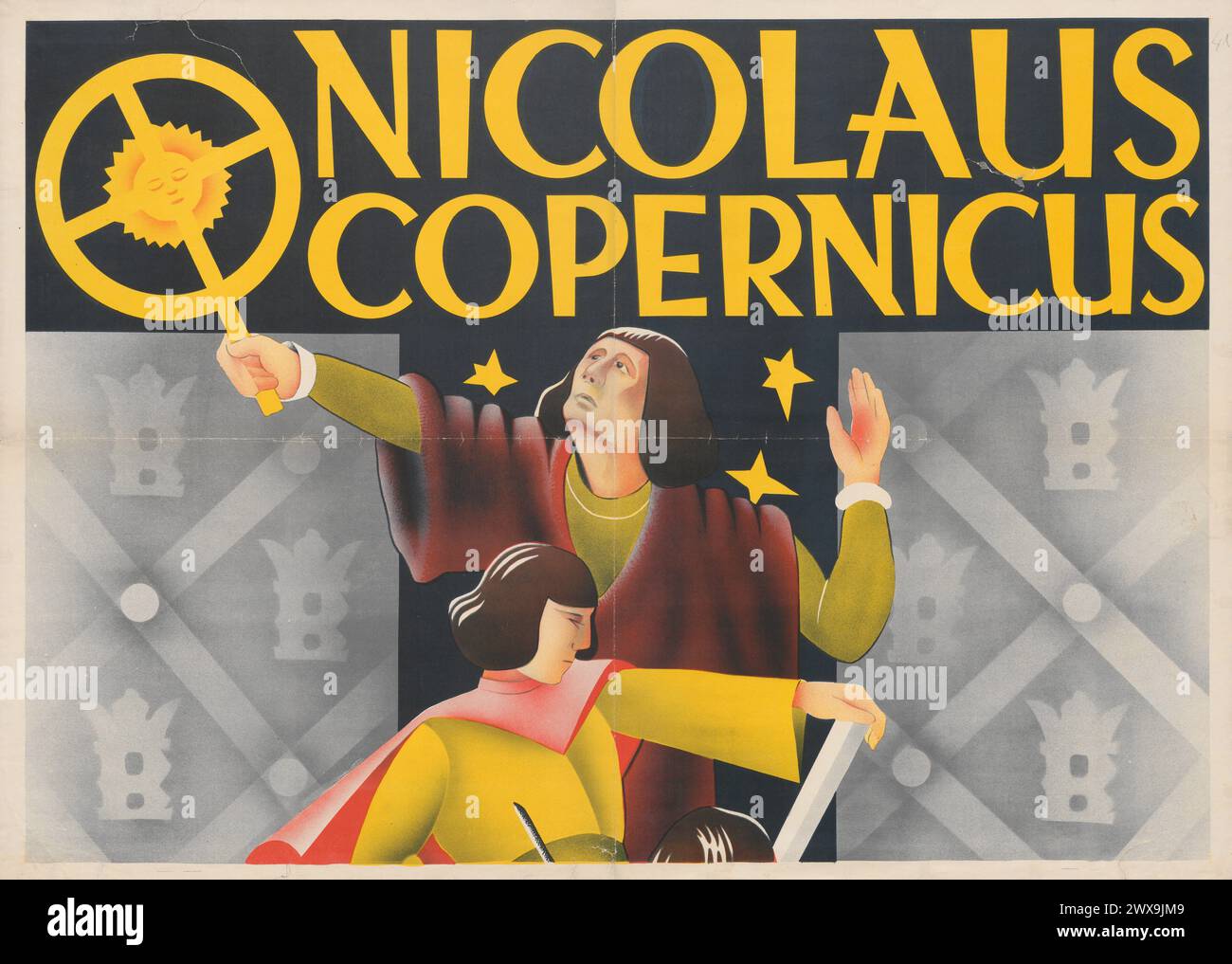 Colorful poster depicting the astronomer and mathematician Nicolaus ...