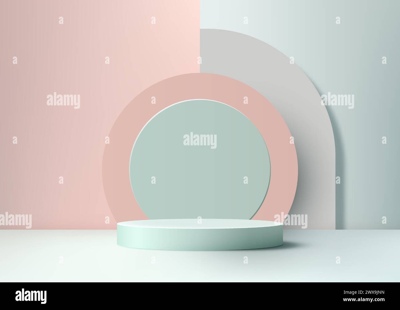 3D blue color podium with a circles around the middle and a geometric ...