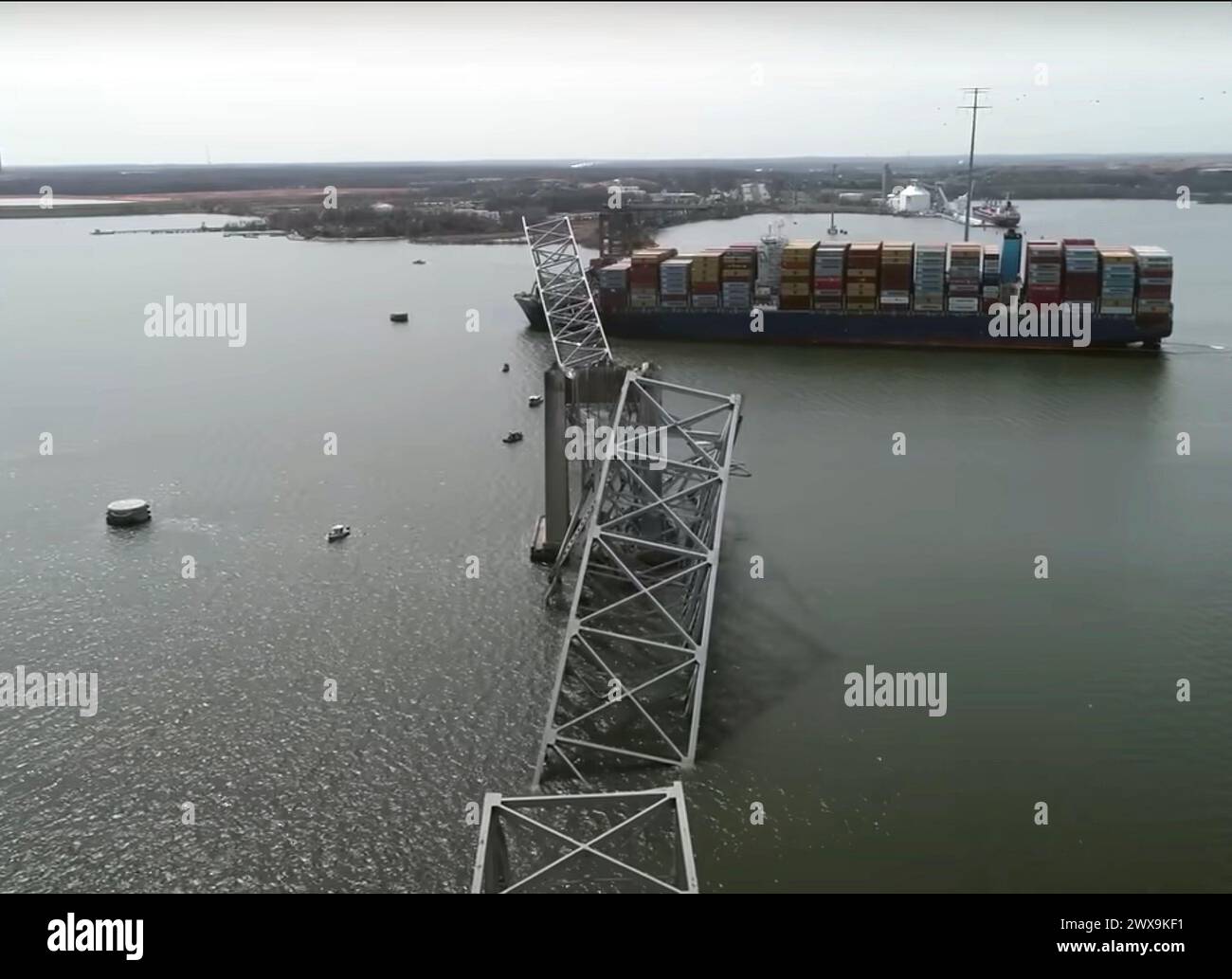 Baltimore, Maryland, USA. 26th Mar, 2024. In an aerial view, a ...