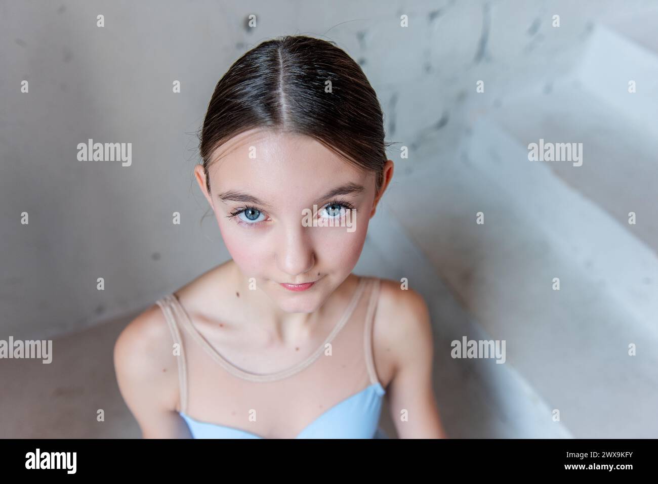 Young Ballerina close up expressive portrait. Overhead Ballet Dancers ...