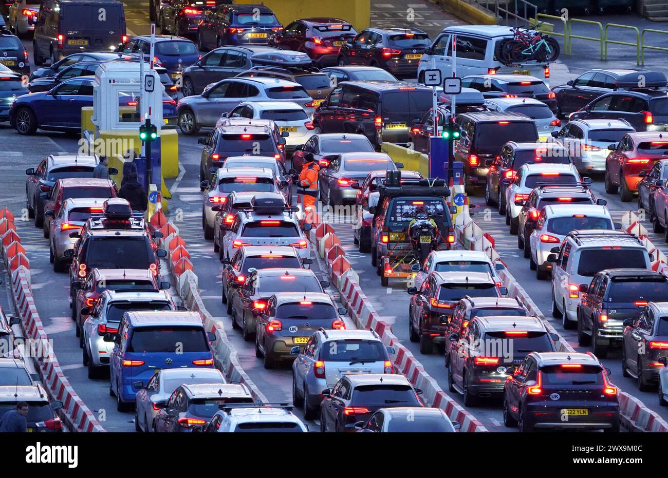 Passengers queue for ferries at the Port of Dover in Kent as the ...
