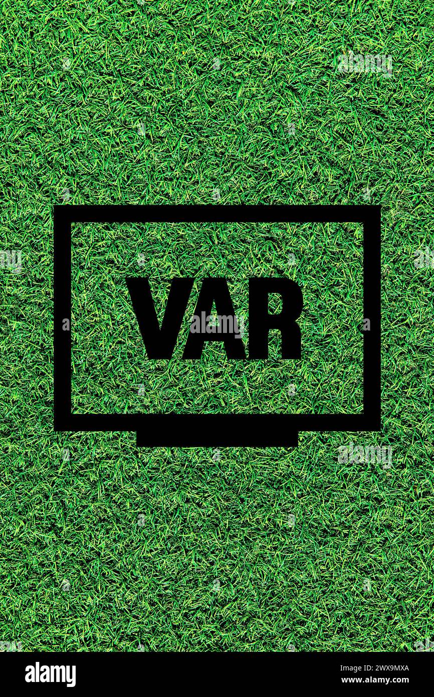 VAR, Video Assistant Referee icon, or VAR sign for soccer or football ...