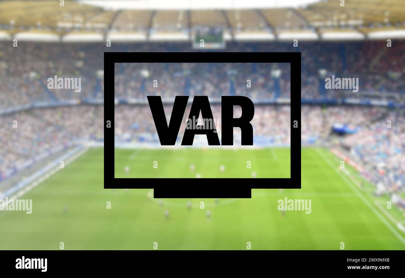 VAR, Video Assistant Referee icon, or VAR sign for soccer or football ...