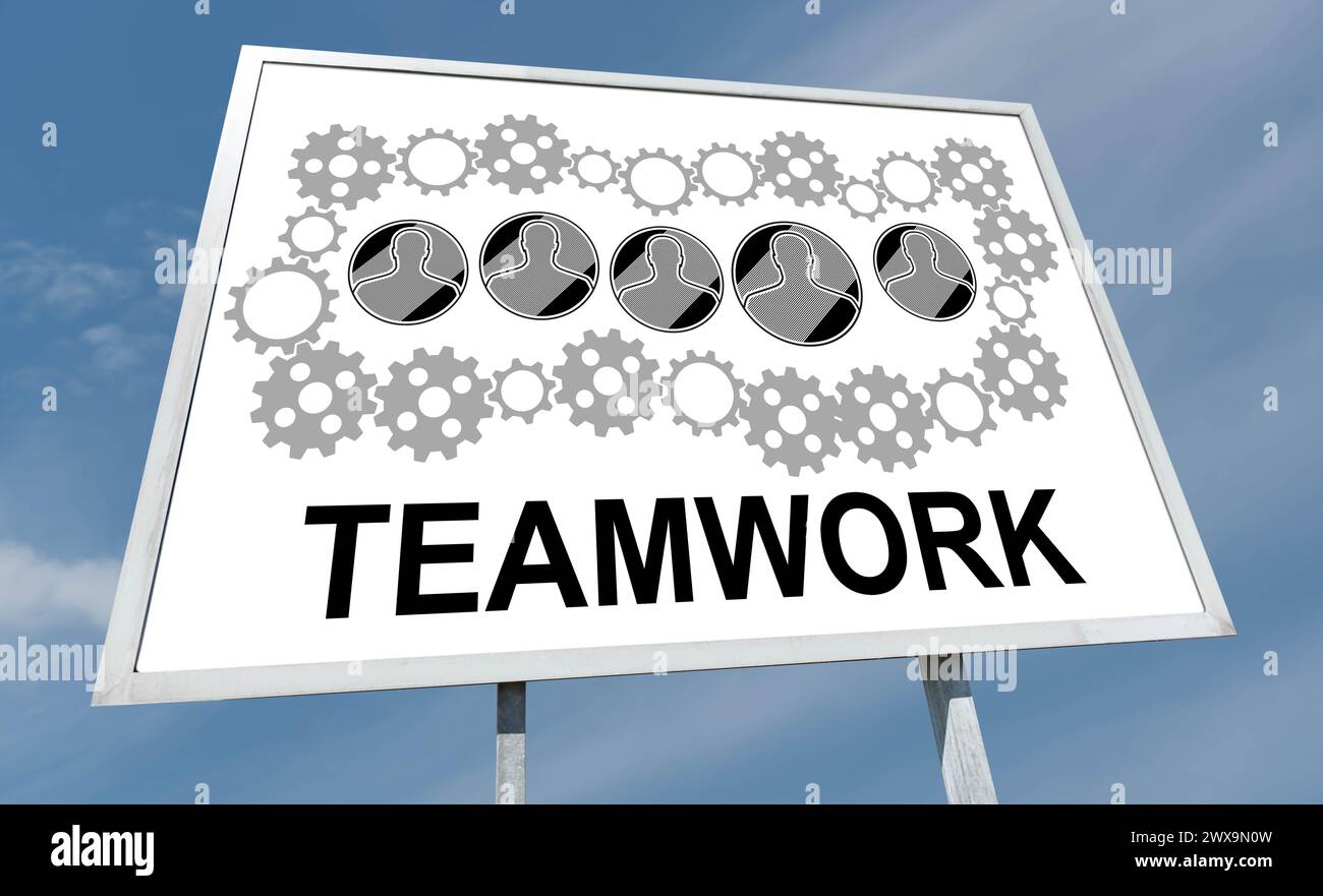 Teamwork concept drawn on a billboard Stock Photo - Alamy