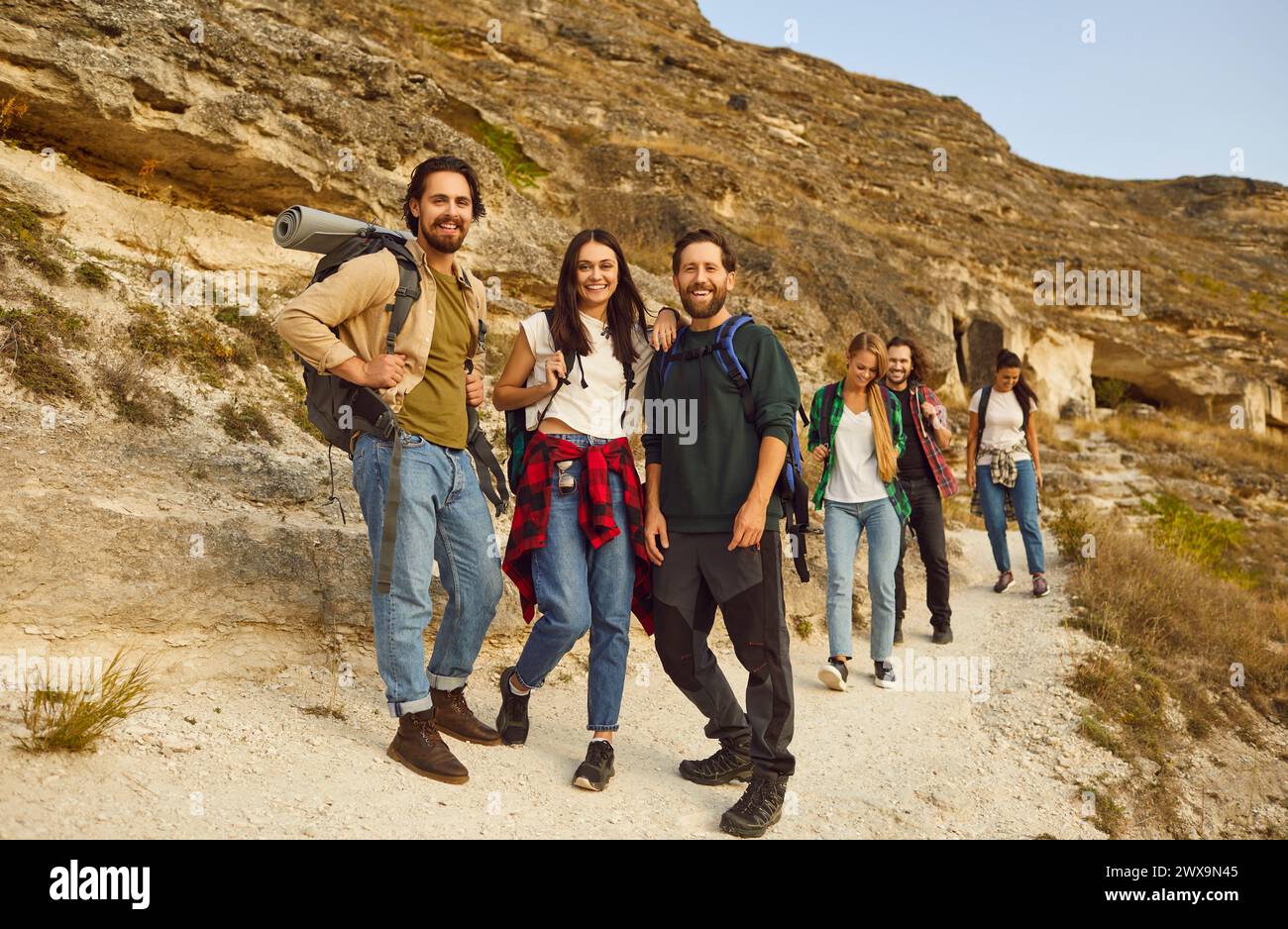 Diverse friends hiking hi-res stock photography and images - Alamy