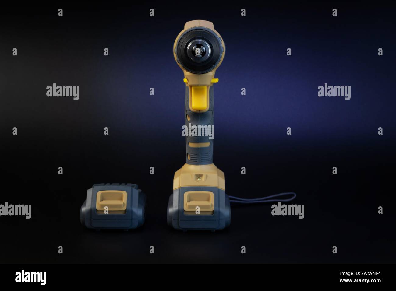 Cordless brushless screwdriver on black background Stock Photo - Alamy