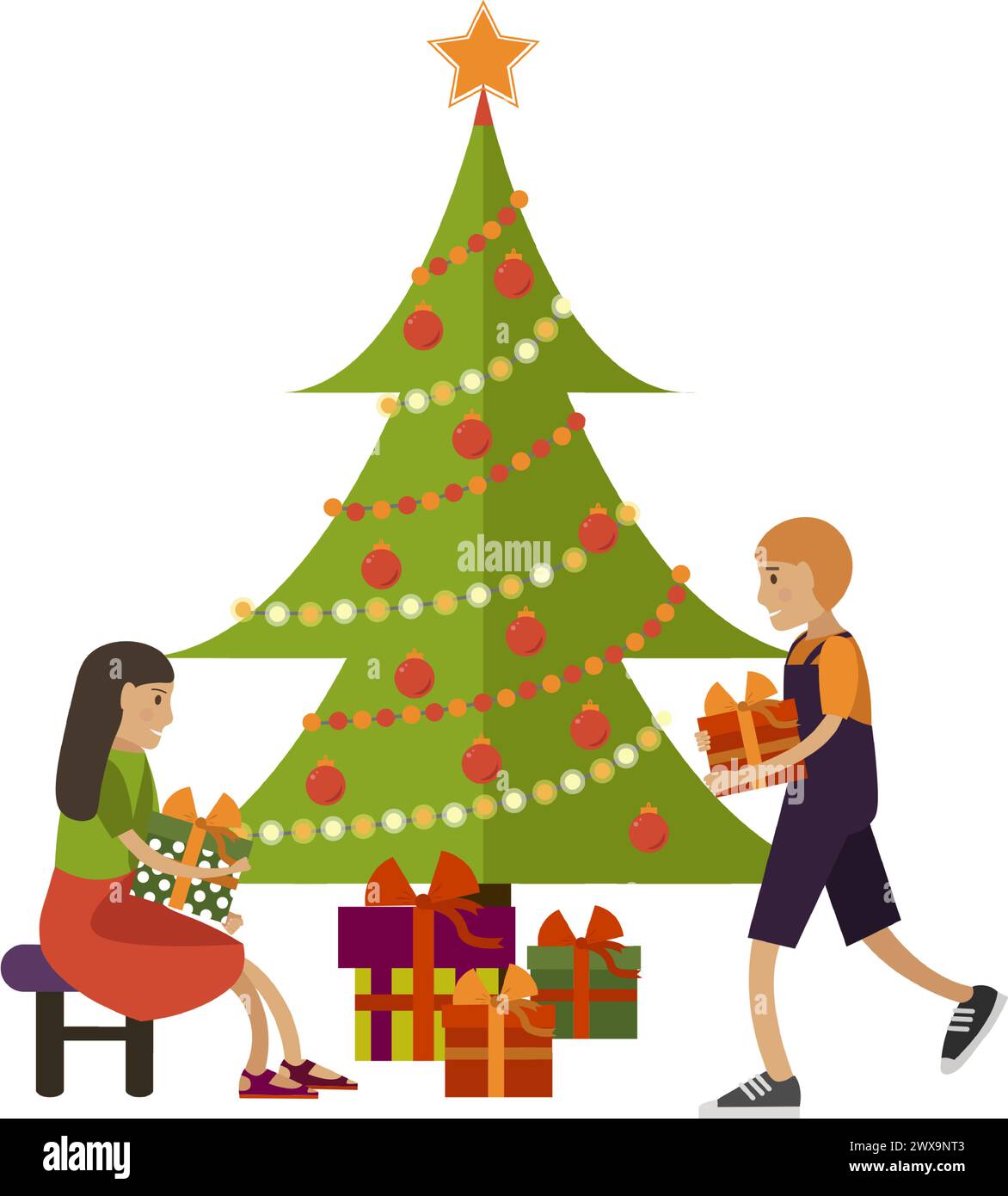 Presents under tree Stock Vector Images - Alamy