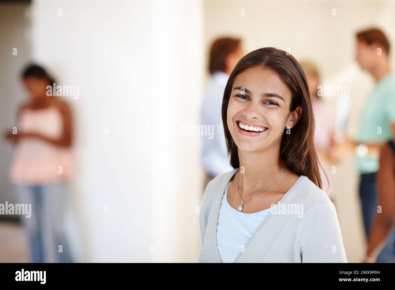 Woman or student, portrait and happy at campus for learning or ...