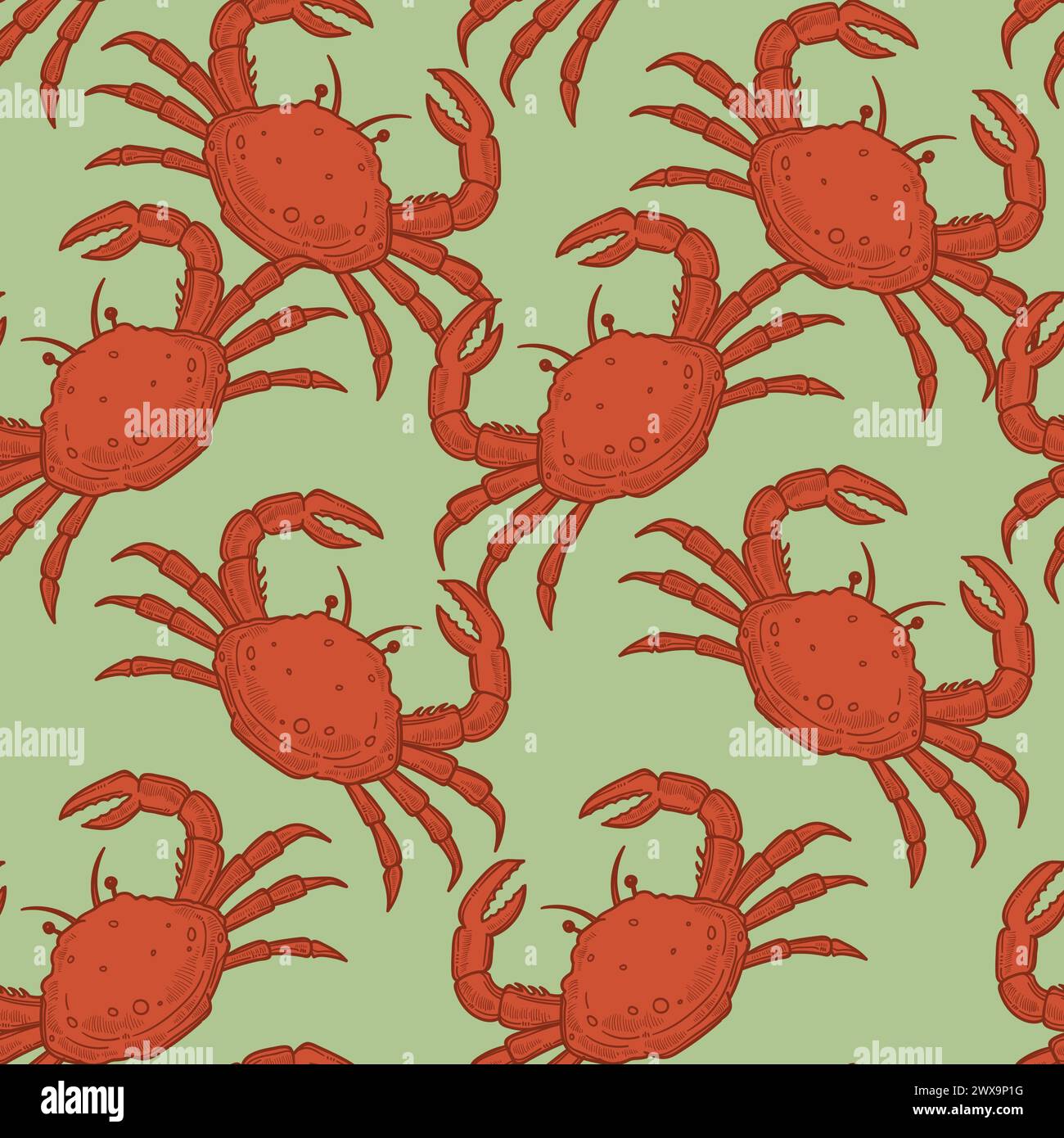 Green Crabs Vector Pattern Stock Vector Image & Art - Alamy