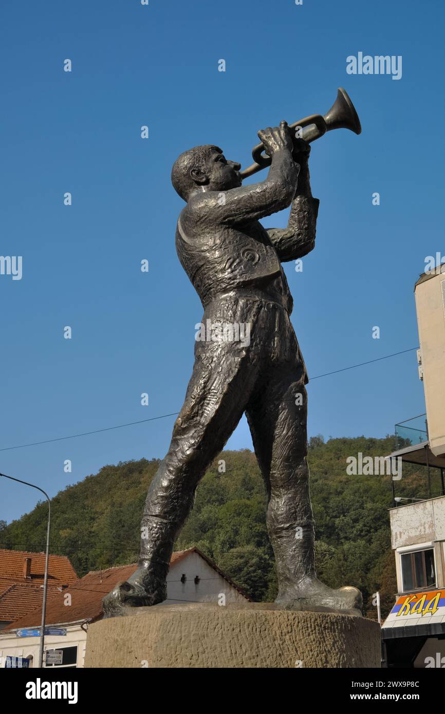 statue trumpet player Desimir Perišic first winner of Guca Trumpet ...