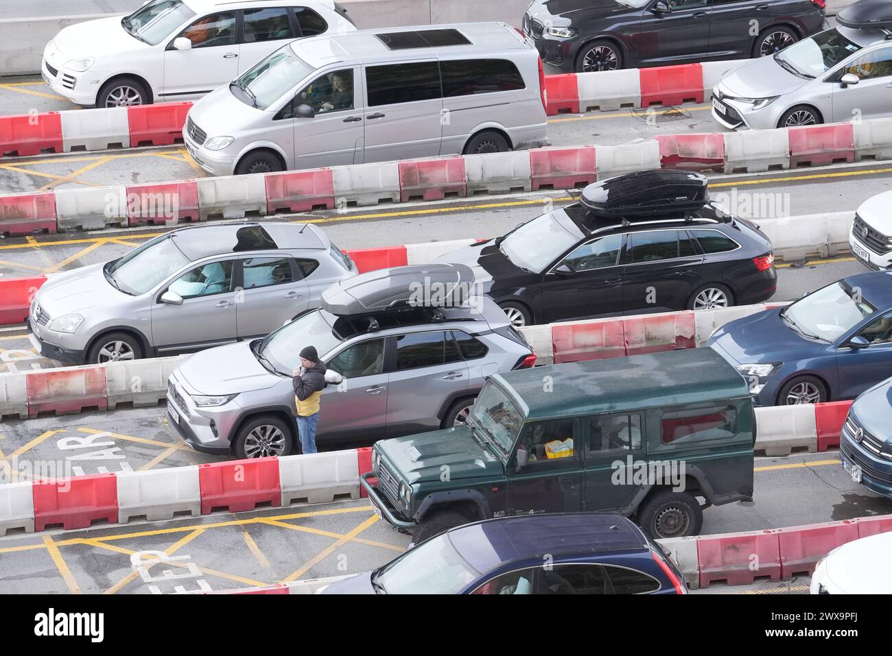 Passengers queue for ferries at the Port of Dover in Kent as the ...