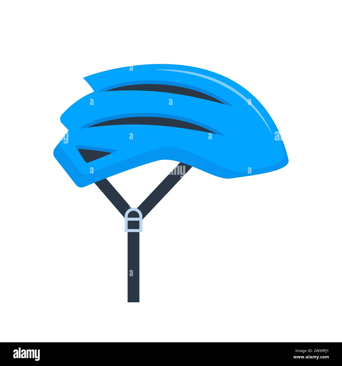 Blue bicycle helmet isolated on white background. Vector illustration ...