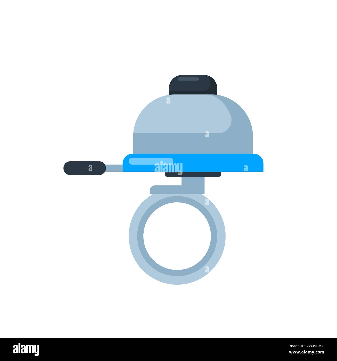 Bicycle bell icon in flat style. Transportation sport cycling ride ring ...