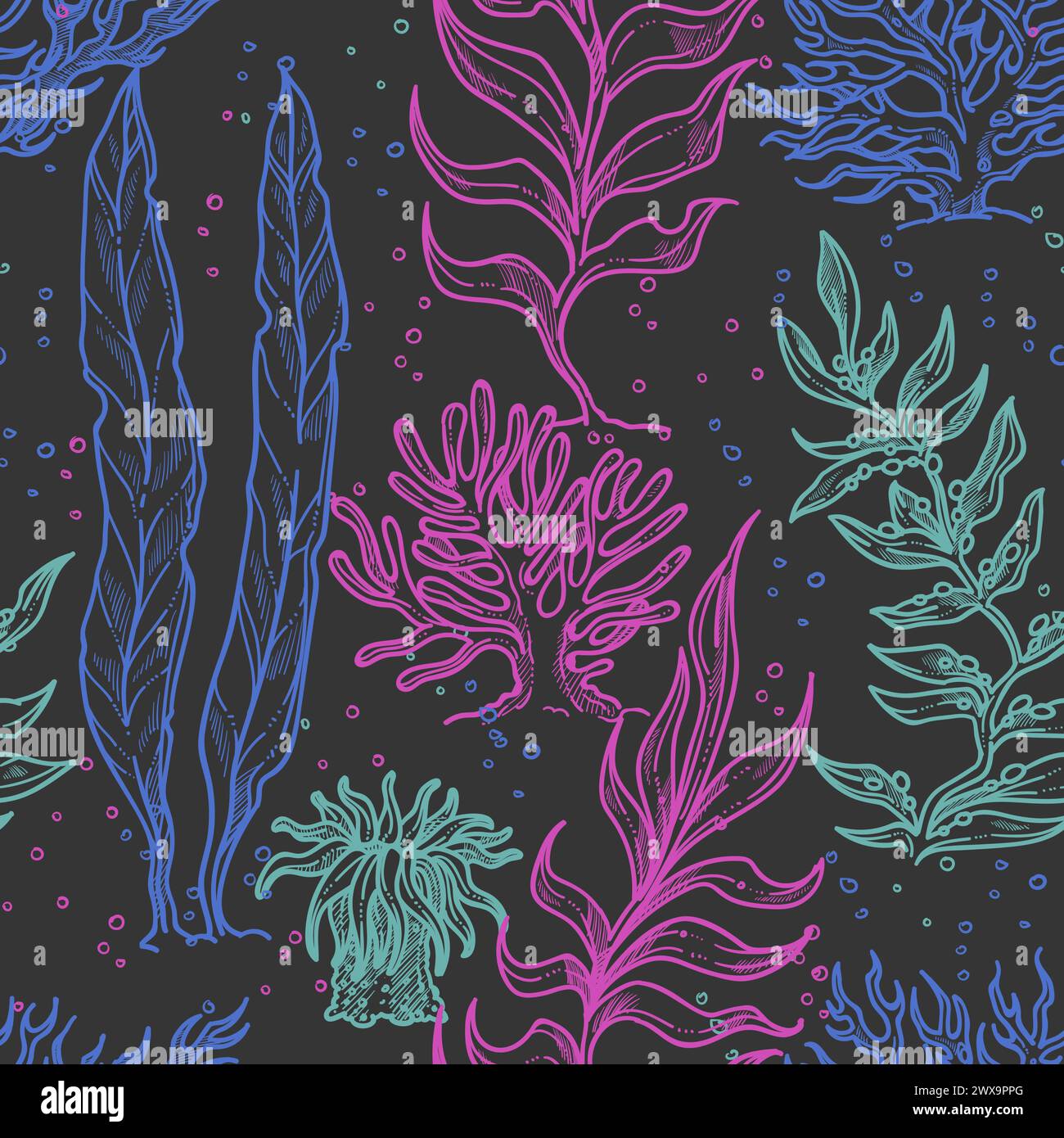 Neon Coral Reef Underwater Pattern Stock Vector Image & Art - Alamy