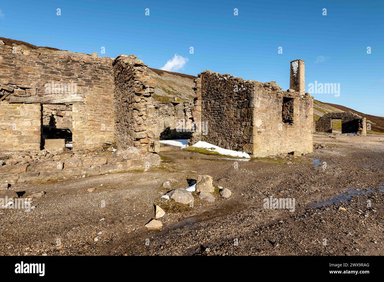 Old Gang Mines, Swaledale North Yorkshire on a sunny winter's day Stock ...