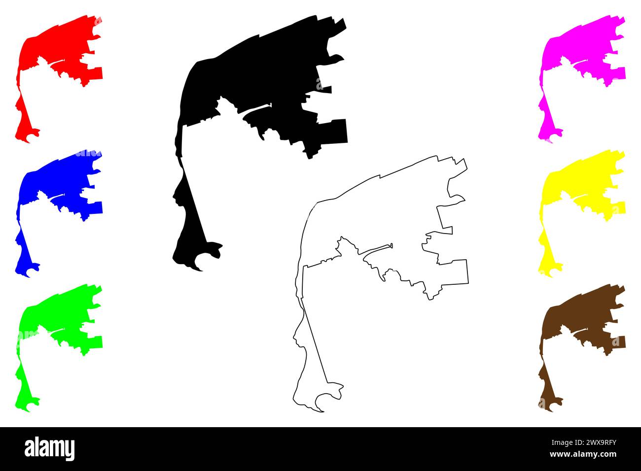 Turbo city (Republic of Colombia) map vector illustration, scribble ...