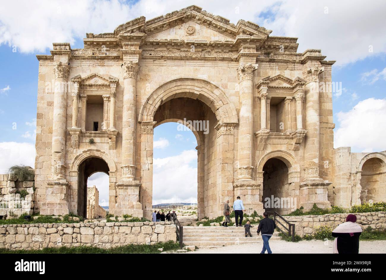 hadrians arch the entrance to the greco roman ruins of jerash in jordan ...
