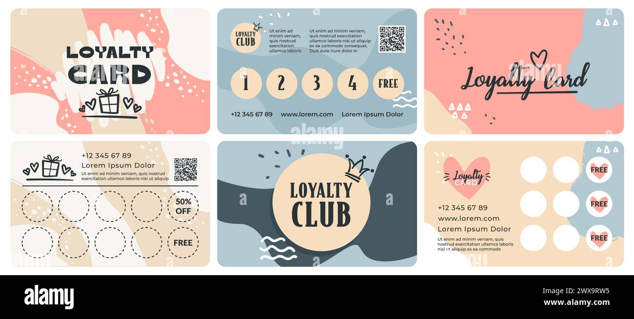 Loyalty card design set with colorful decoration Stock Vector Image ...