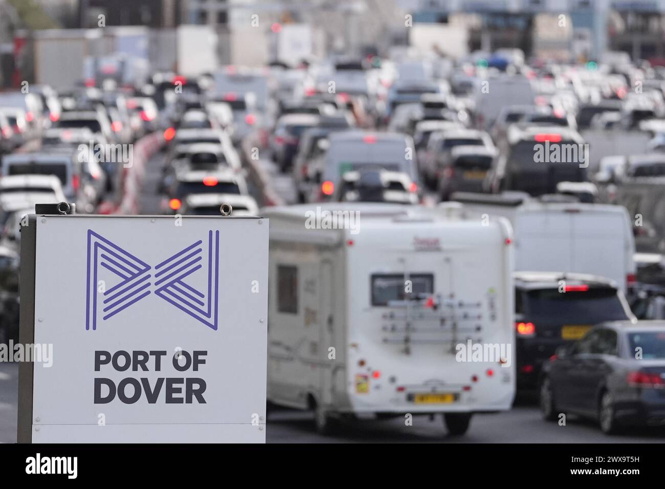 Passengers queue for ferries at the Port of Dover in Kent as the ...