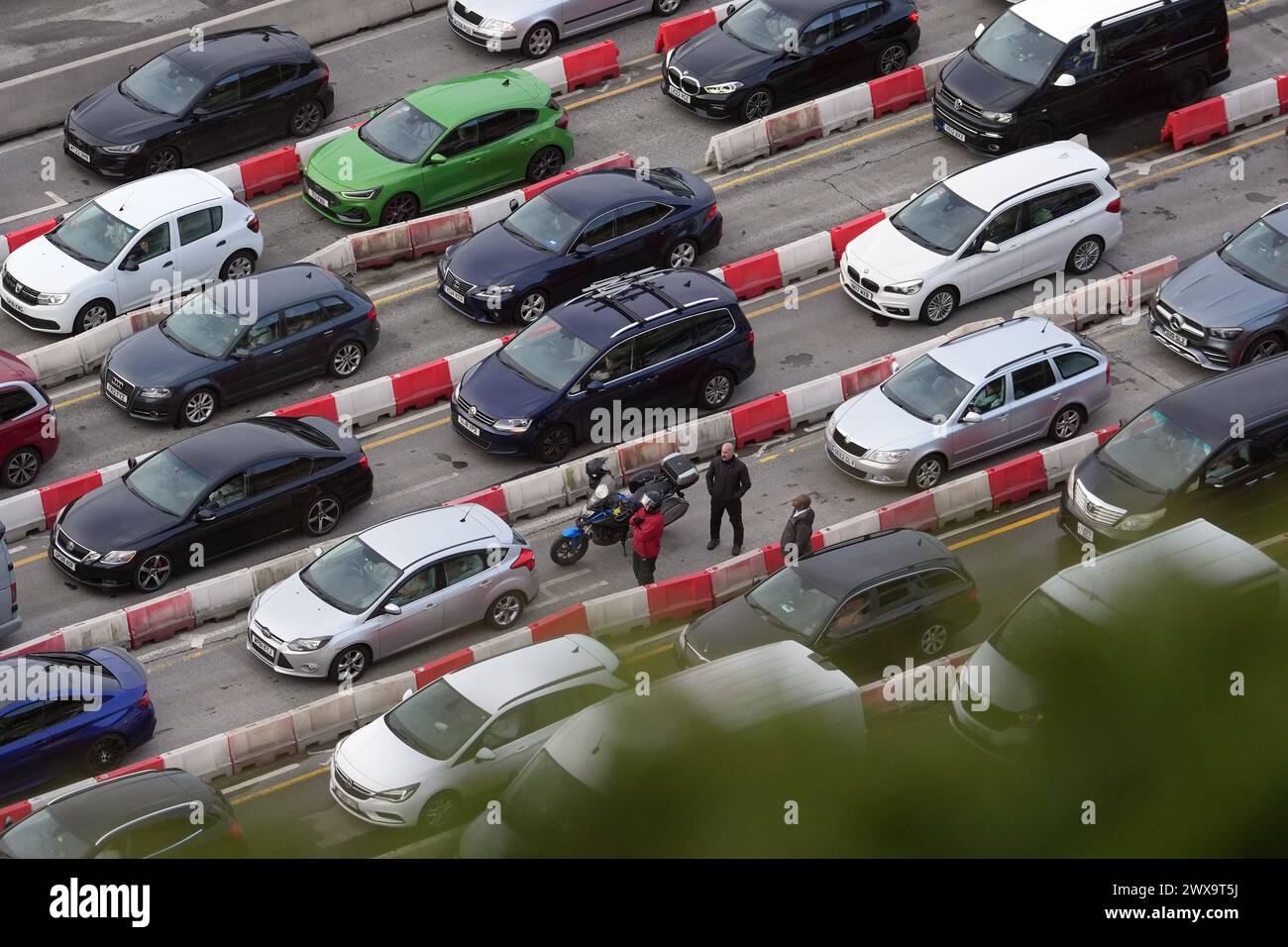 Passengers queue for ferries at the Port of Dover in Kent as the ...