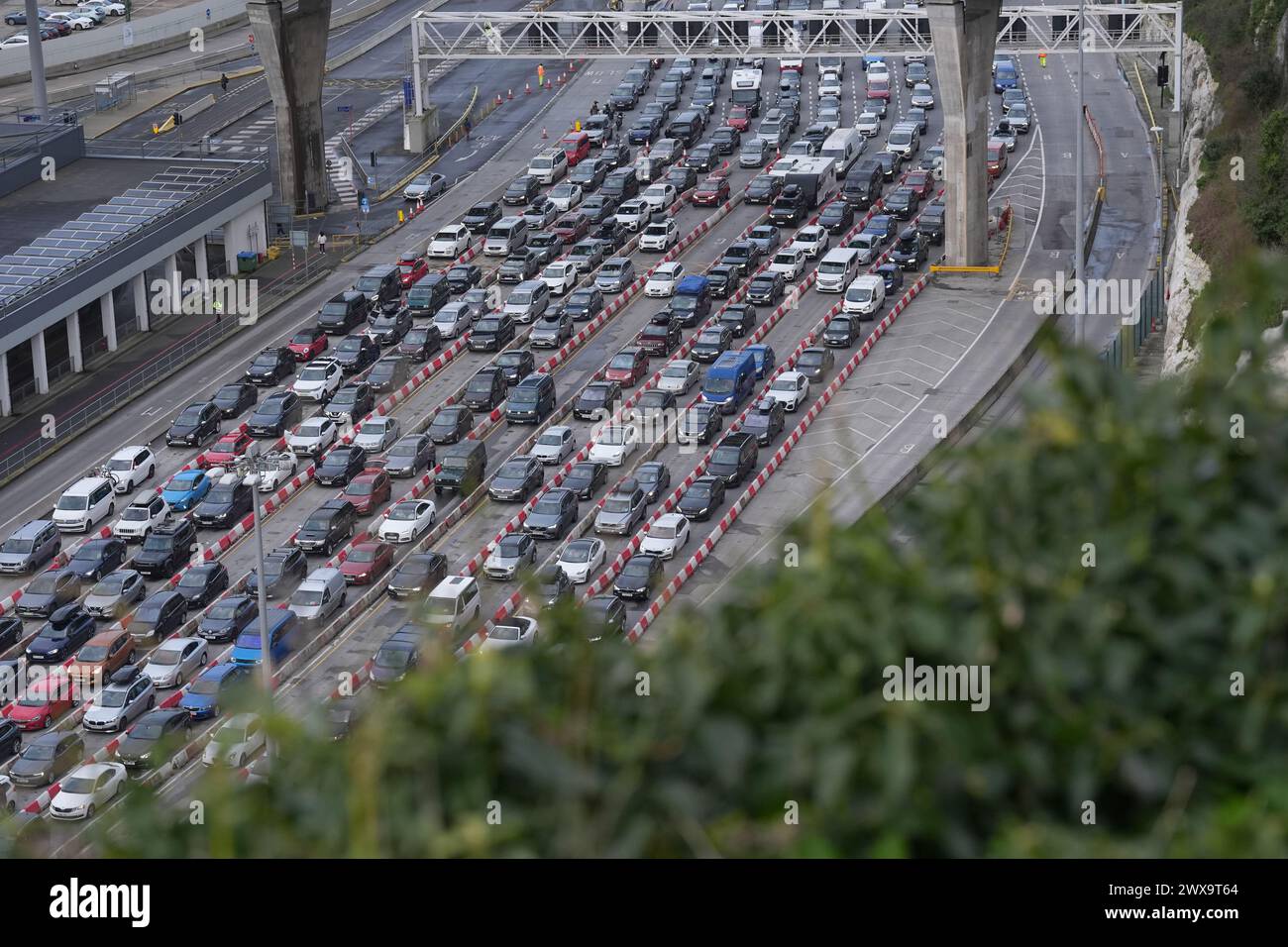 Passengers queue for ferries at the Port of Dover in Kent as the ...