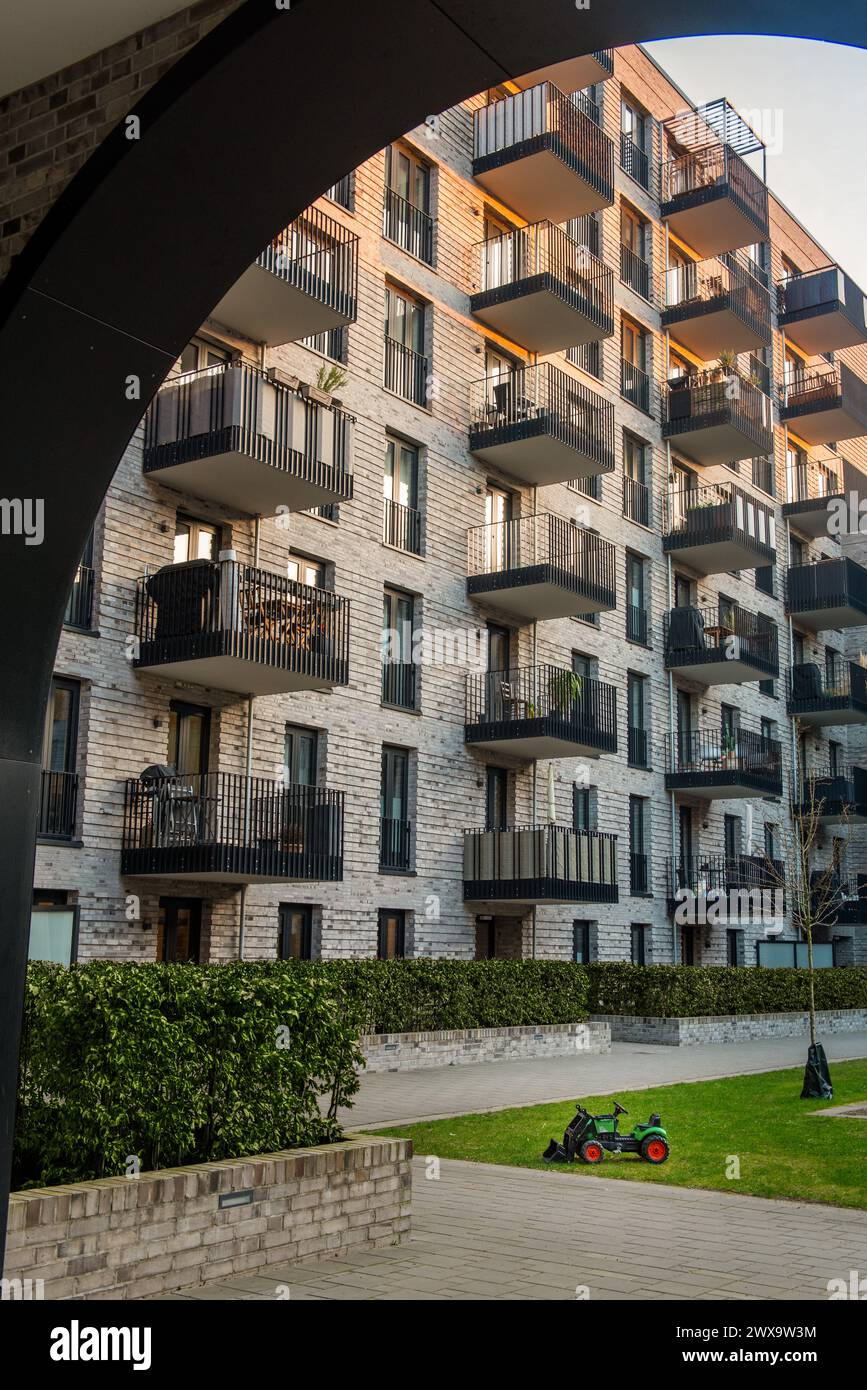 Facades with balconies of newly built flats. 1700 rental flats (partly ...