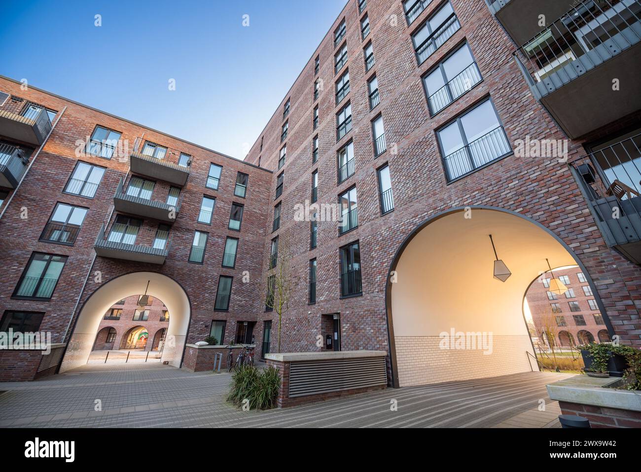 Facades with balconies of newly built flats. 1700 rental flats (partly ...