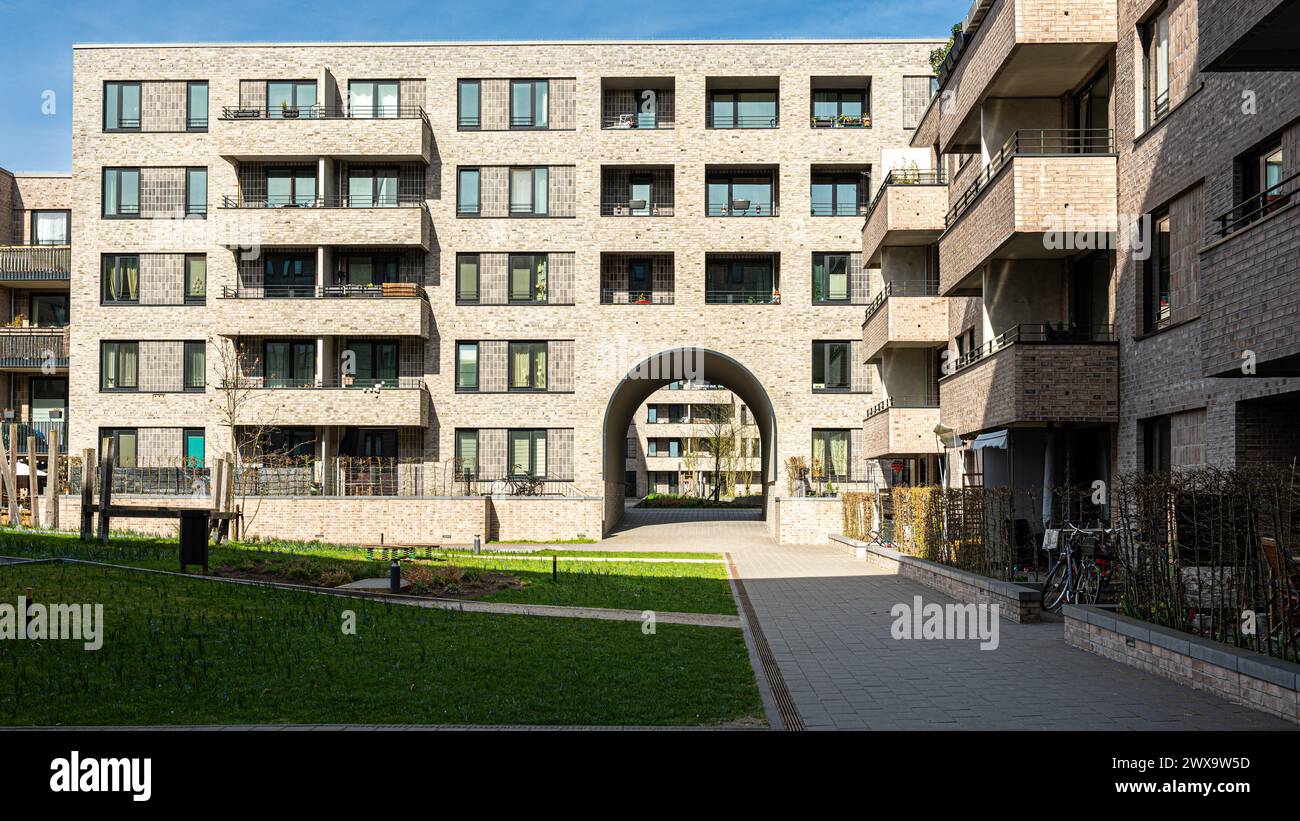 Facades with balconies of newly built flats. 1700 rental flats (partly ...