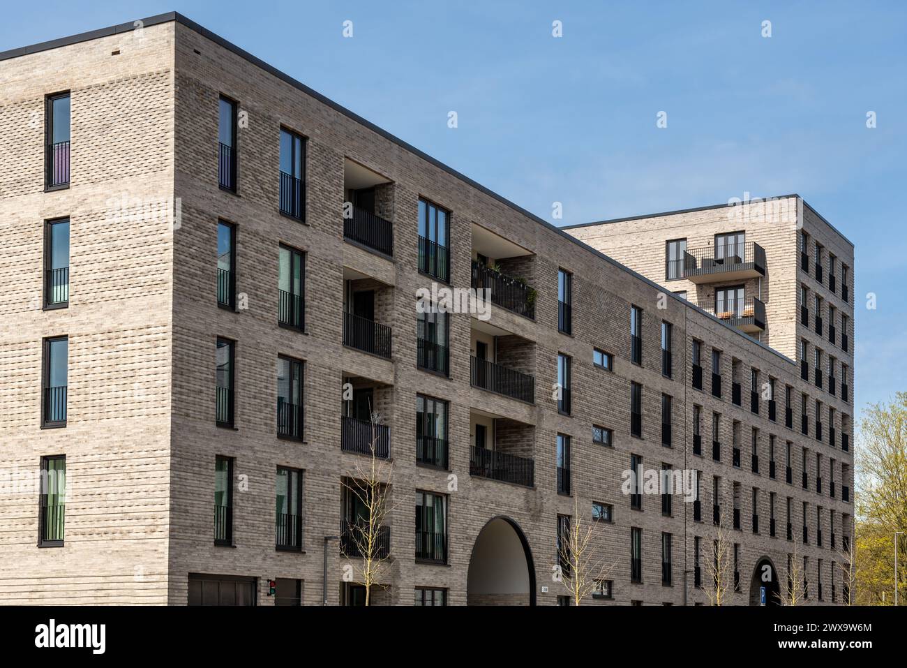 Facades with balconies of newly built flats. 1700 rental flats (partly ...