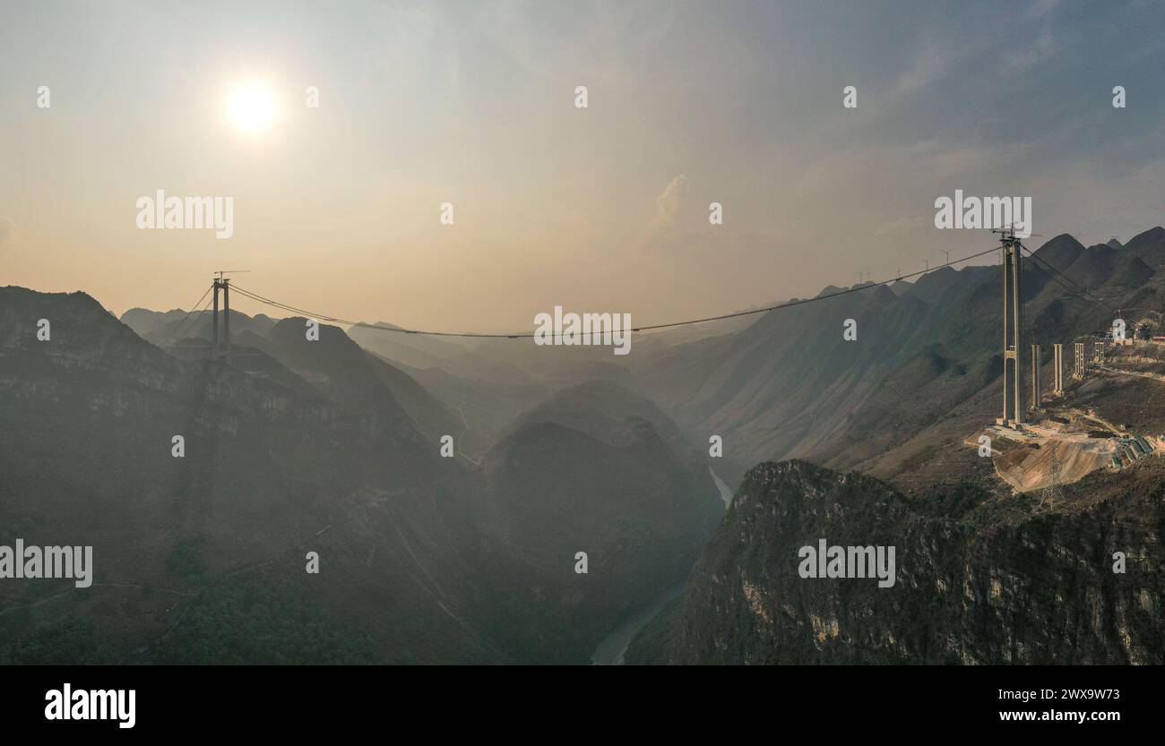 (240329) -- ZHENFENG, March 29, 2024 (Xinhua) -- An aerial panoramic ...